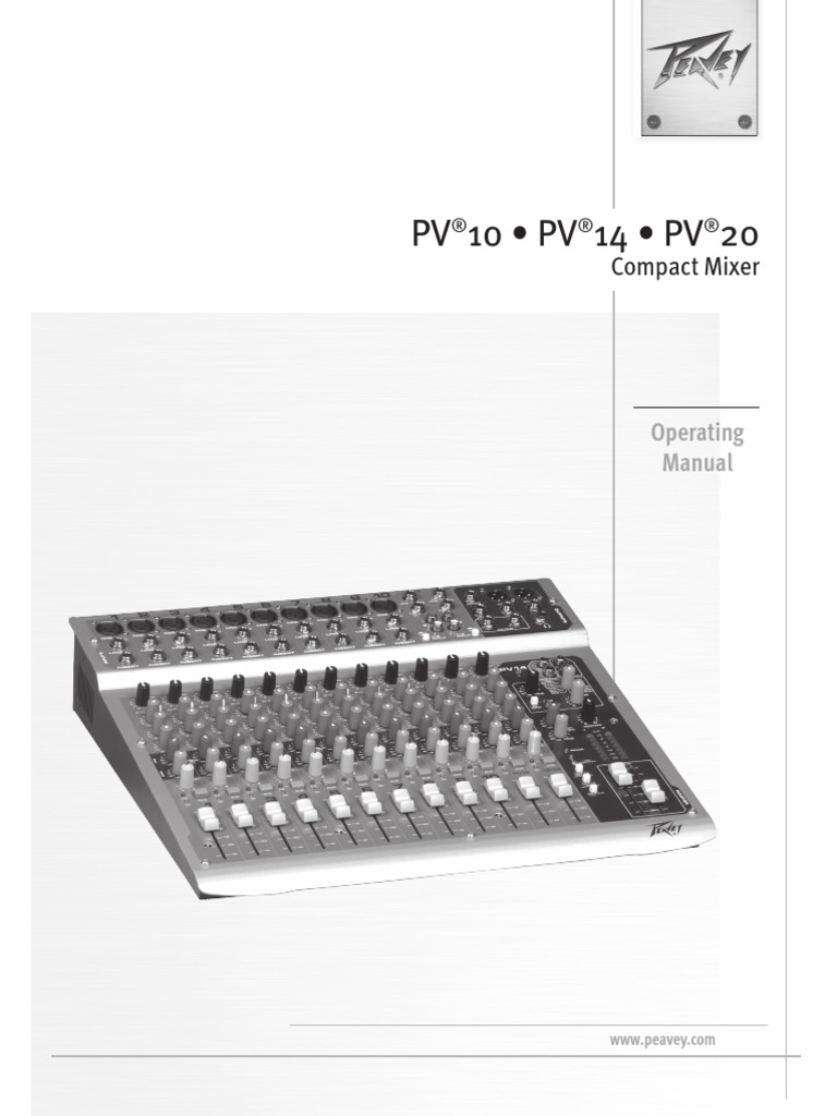 Peavey Pv10 Usb 10 Channel Recording Mixer With Usb and 00512740 93710 ...