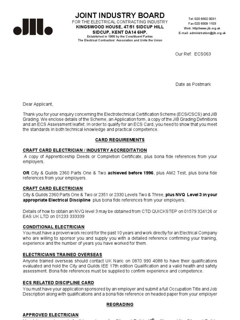 ECS Application Notes and Form March 2009 | PDF | Electrician ...