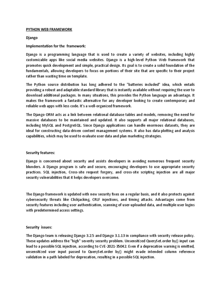 Python Web Framework | PDF | Databases | Web Application