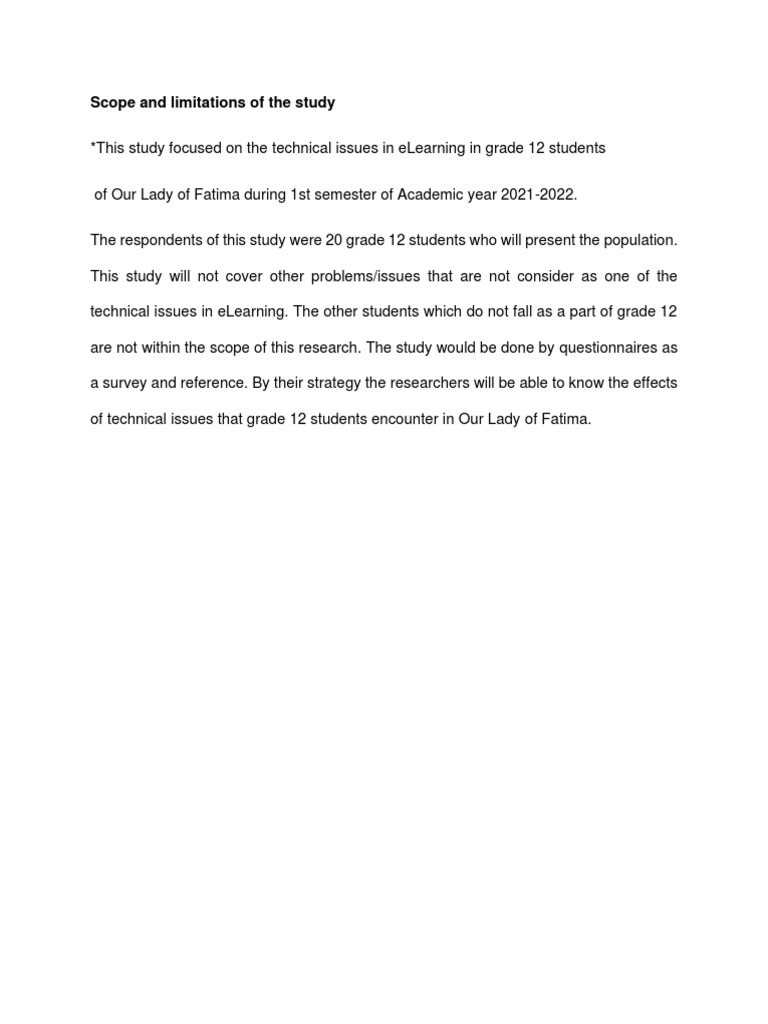 Scope and Limitations of The Study | PDF | Art