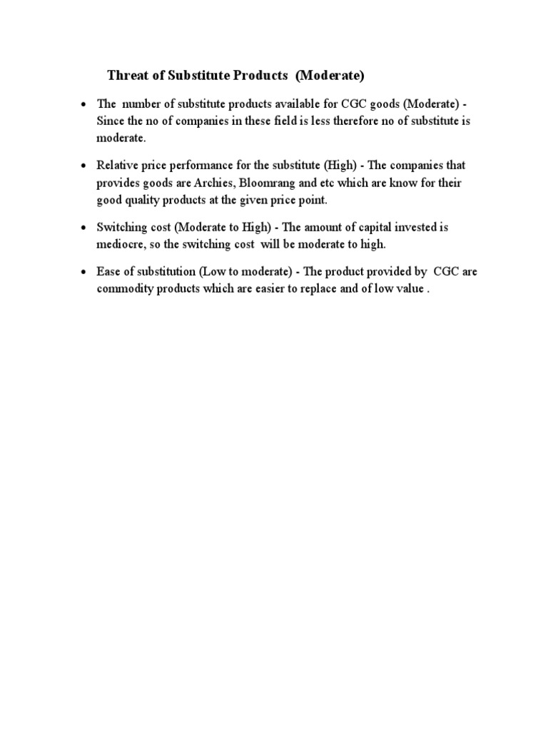 Threat of Substitute Products | PDF