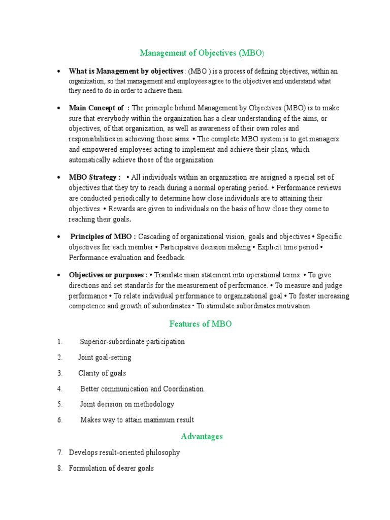 Management of Objectives (MBO | Download Free PDF | Performance ...