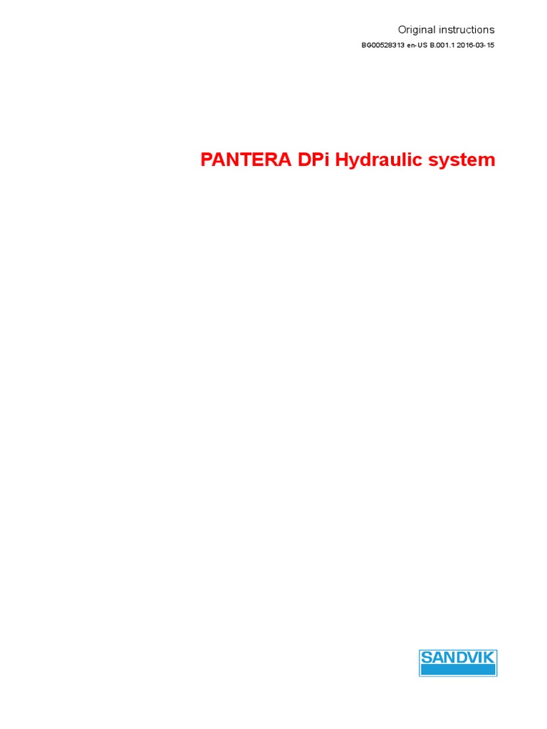 Pantera Dpi Hydraulic System: Original Instructions | PDF | Pump | Valve