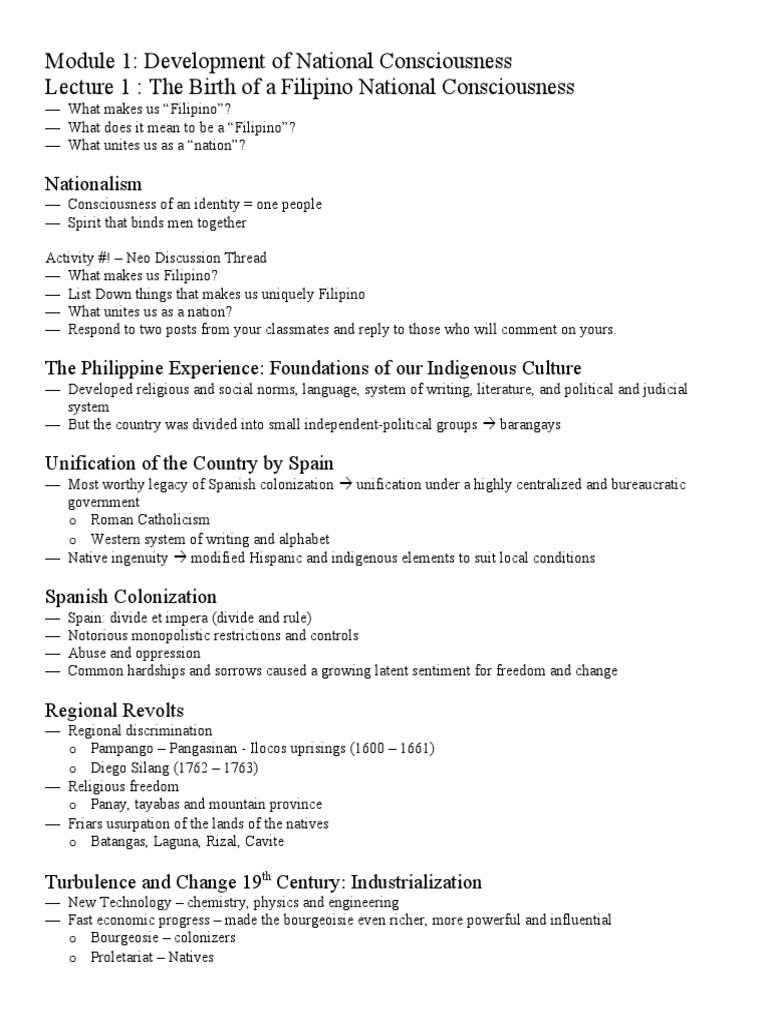 Module 1: Development of National Consciousness Lecture 1: The Birth of ...