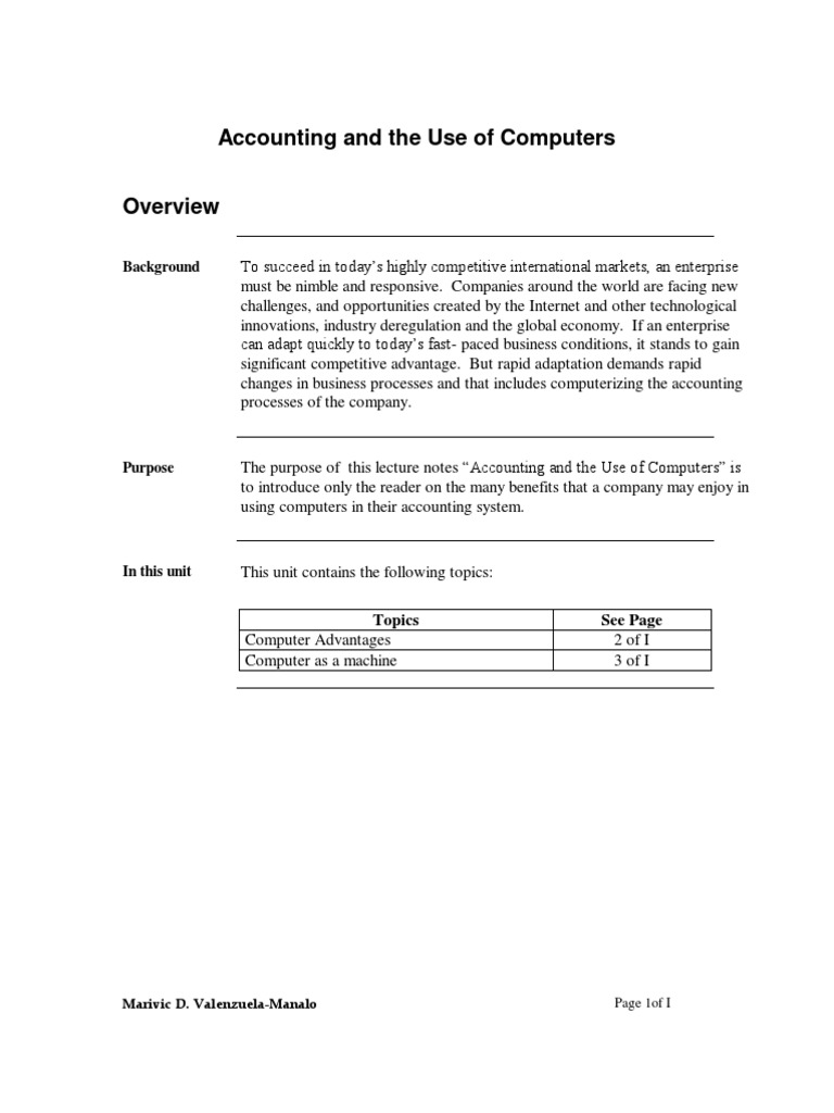 Computers in Accounting Benefits | PDF | Debits And Credits | Bookkeeping
