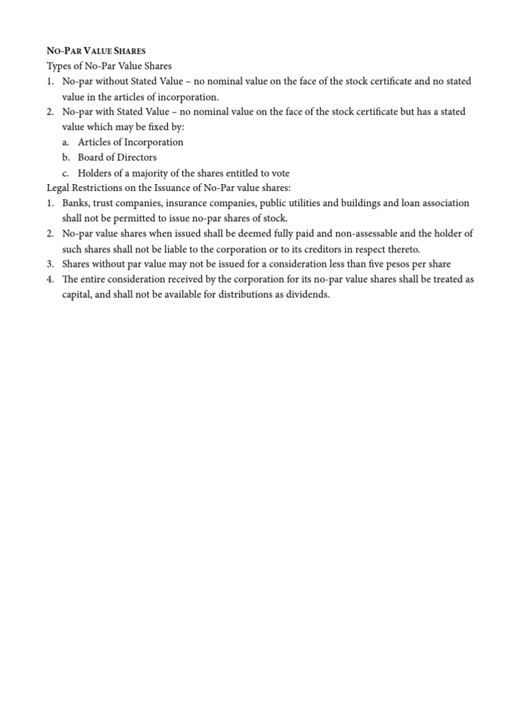 Understanding No-Par Value Shares | PDF | Subscription Business Model ...
