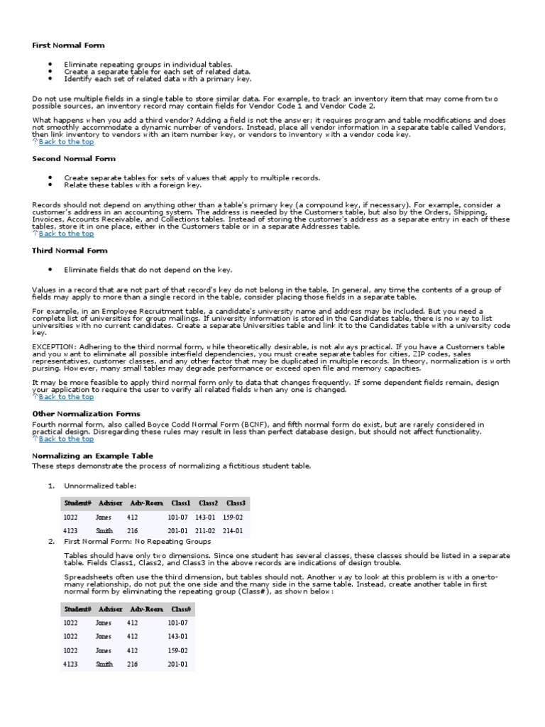 Normalizing Databases | PDF | Information Technology | Data Management