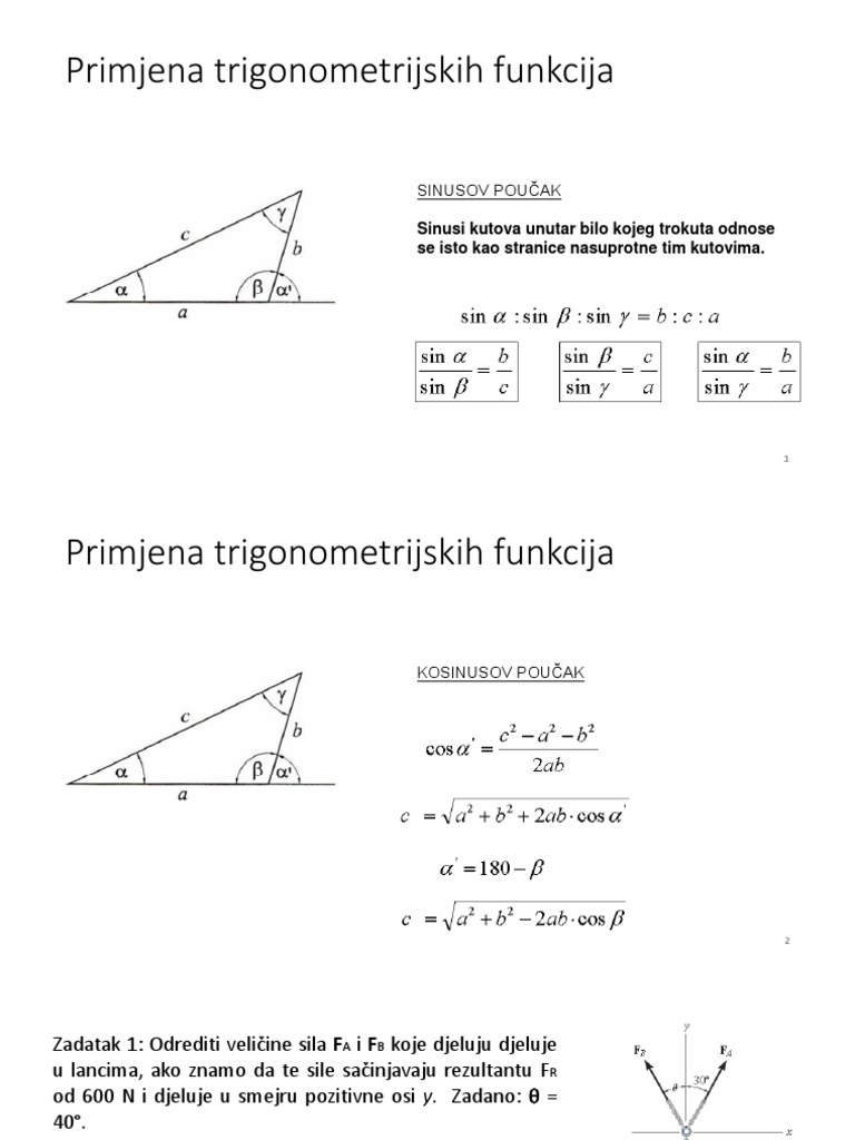 Primjena Trigonometrijskih Funkcija: Sinusov Poučak | PDF