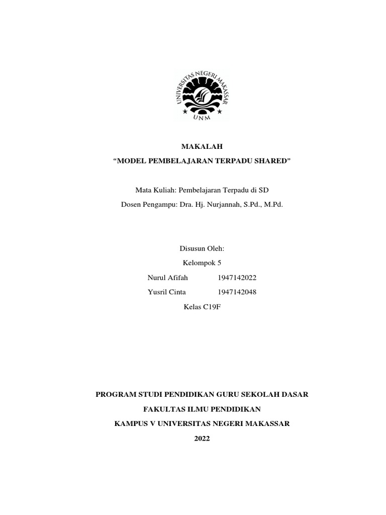 Makalah KLP 5-Model Shared | PDF