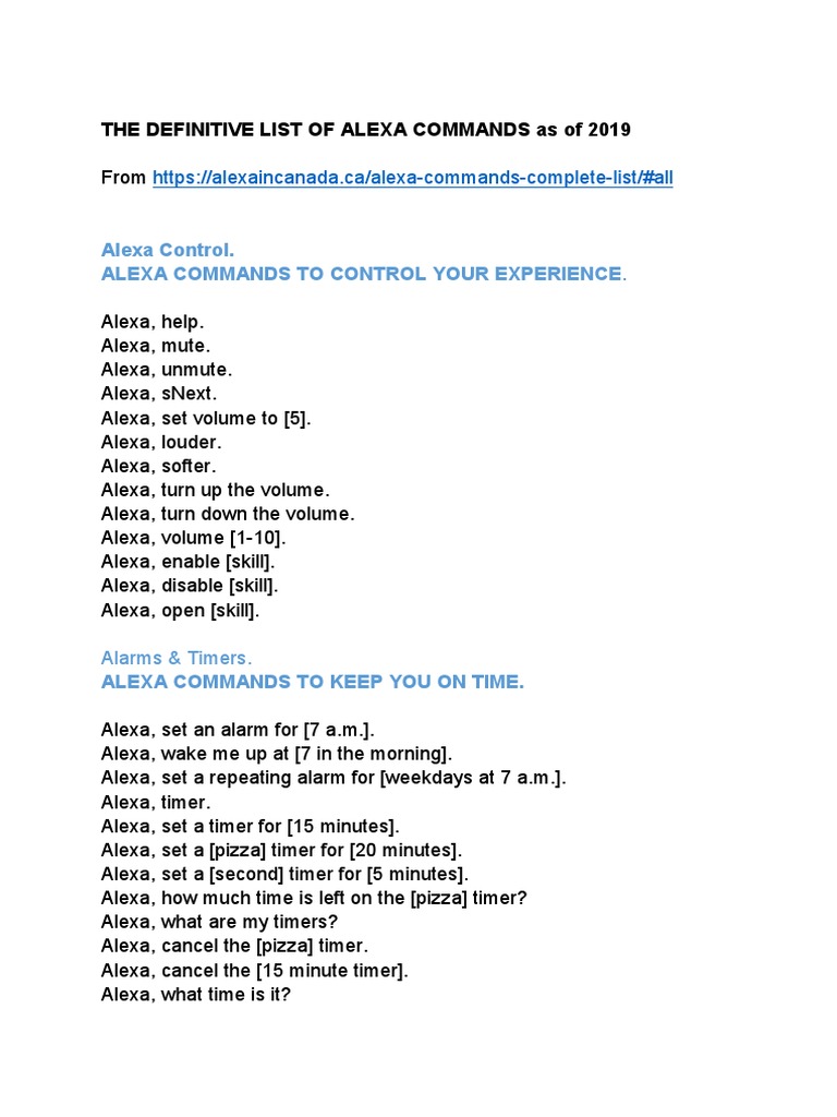 Alexa Commands 2019 | PDF | Santa Claus | Weather
