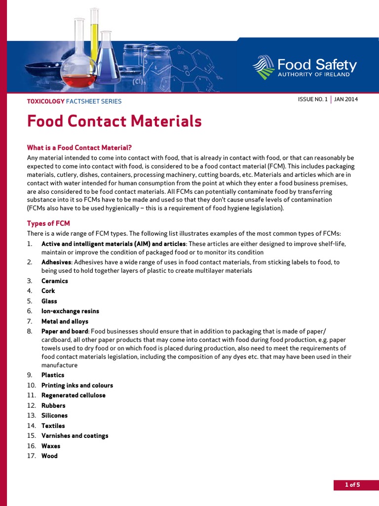 Food Contact Materials FINAL | PDF | Foods | Regulatory Compliance
