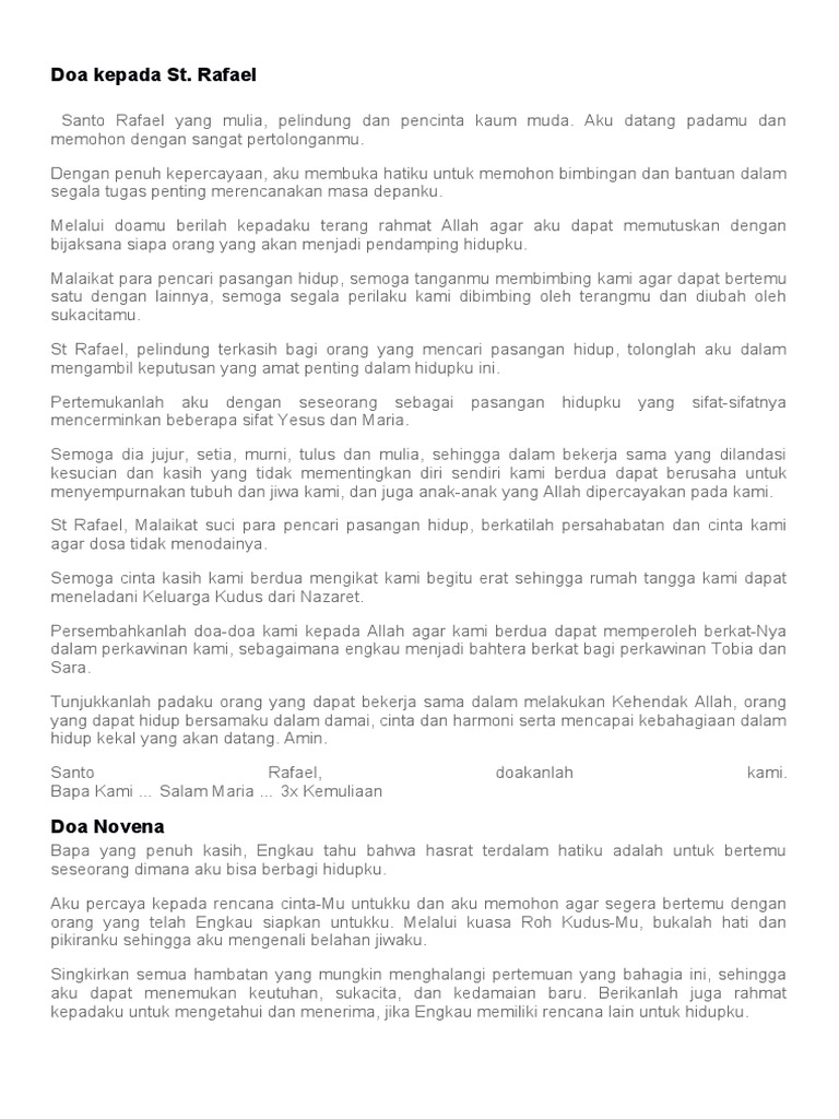 Doa Novena Santo Rafael untuk Jodoh | PDF | Agama & Spiritualitas