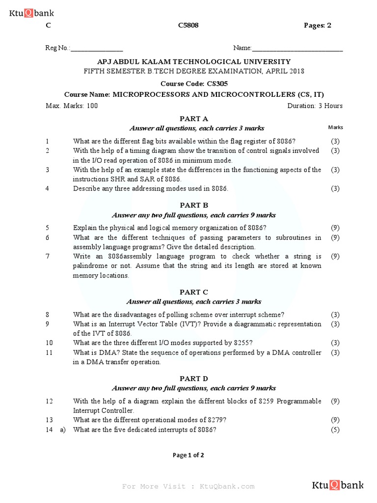 Answer All Questions, Each Carries 3 Marks: Reg No.: - Name | Download Free PDF ...