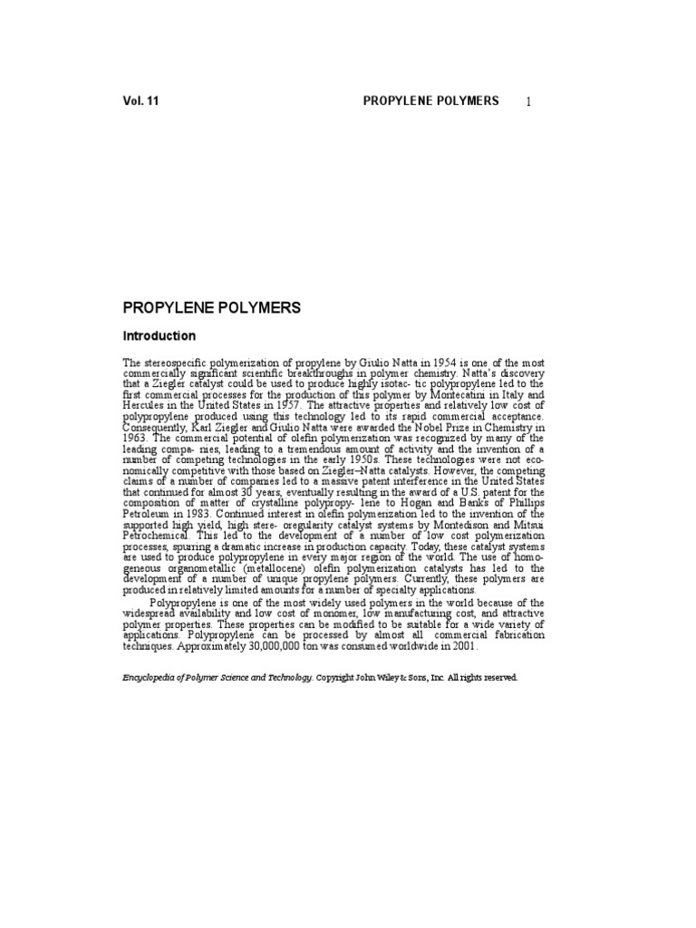 Propylene Polymers | PDF | Polymers | Cracking (Chemistry)