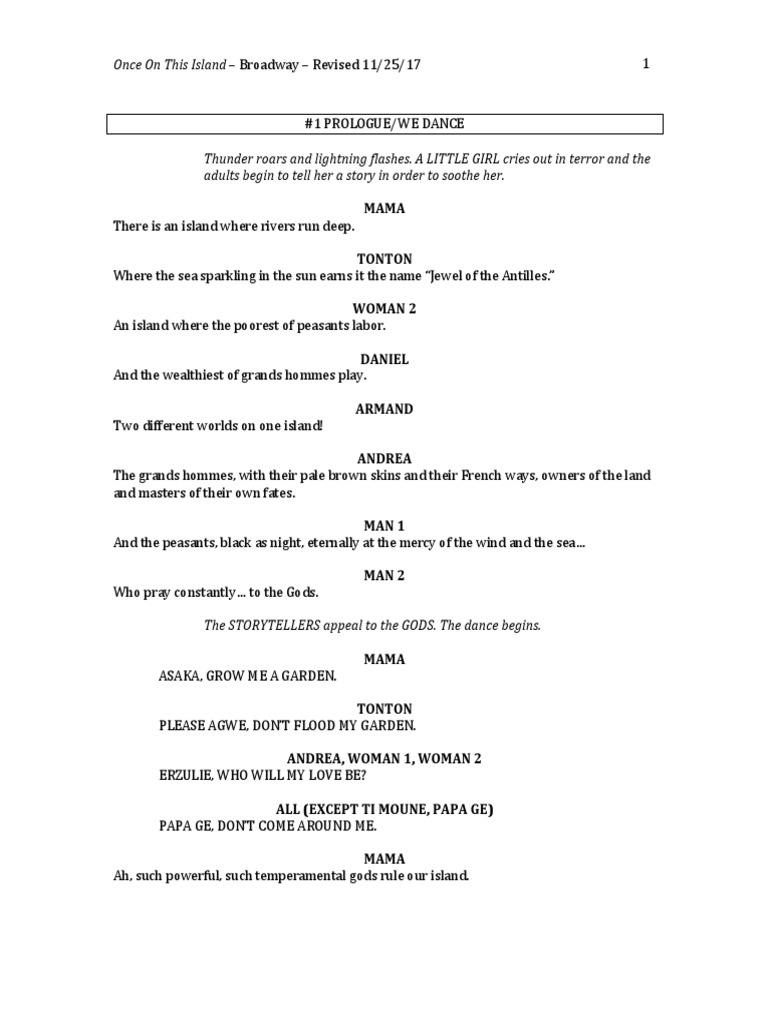 Once On This Island - Press Script | PDF