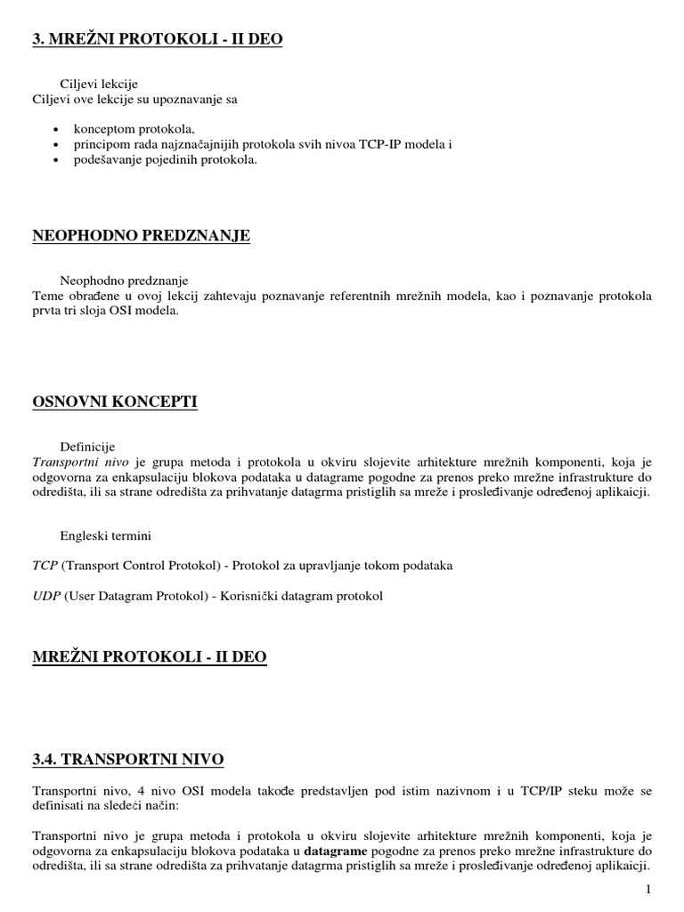 Lekcija 03 - Mrezni Protokoli Deo II | PDF