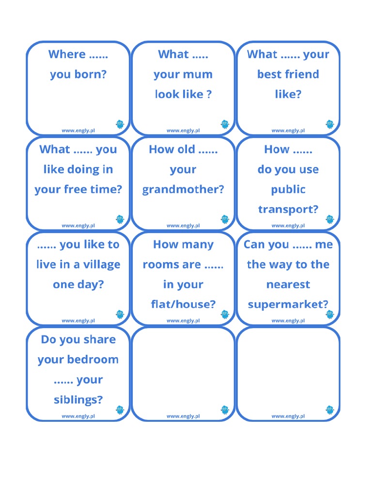 Language Reactions (Questions) - Conversation Cards Engly | PDF