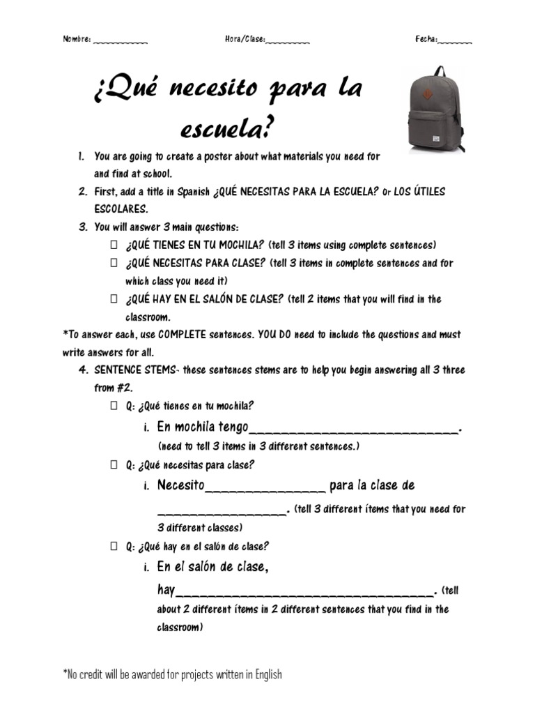 Que Tienes en Tu Mochila | PDF