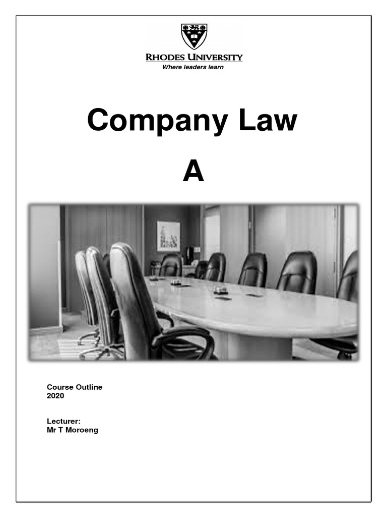 Company Law A Course Outline 2020 | PDF | Educational Assessment ...