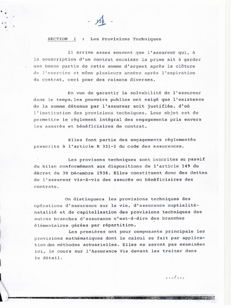 Chapitre Sur Les Provisions Techniques | PDF