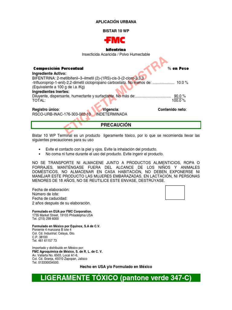 Etiqueta Bistar 10 WP | PDF