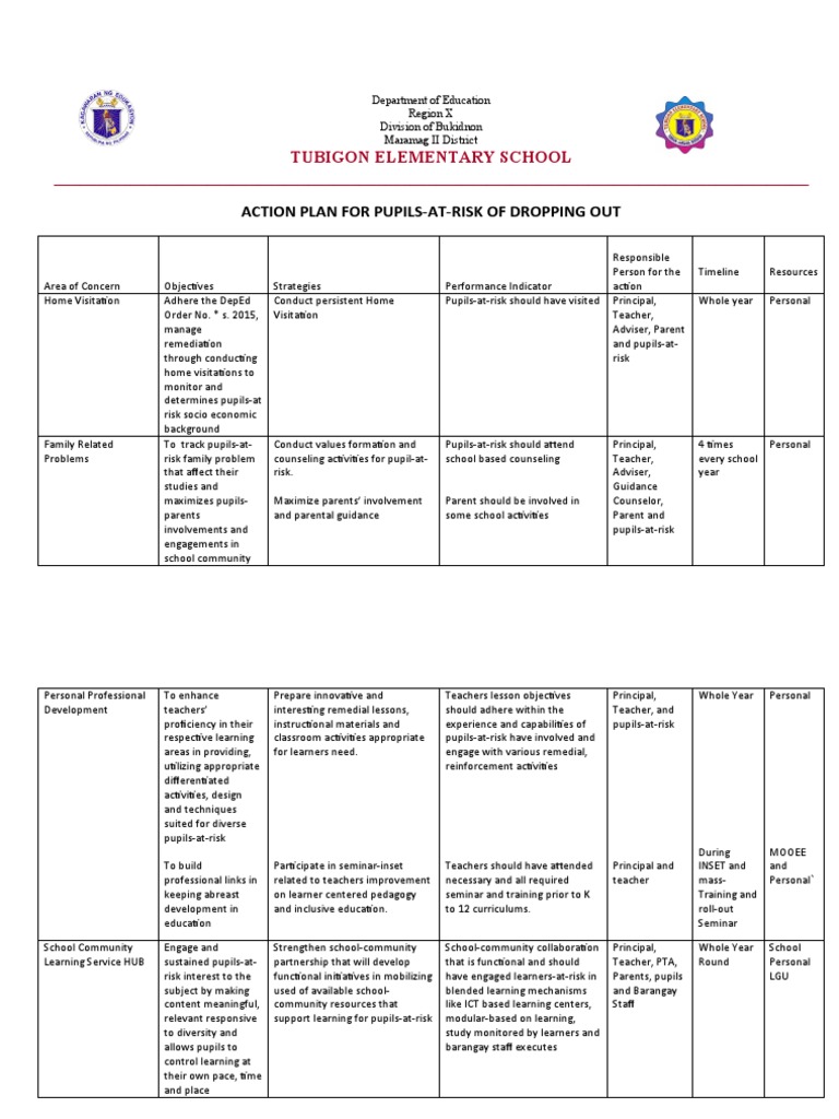 Action Plan for At-Risk Pupils | PDF | Teachers | Learning