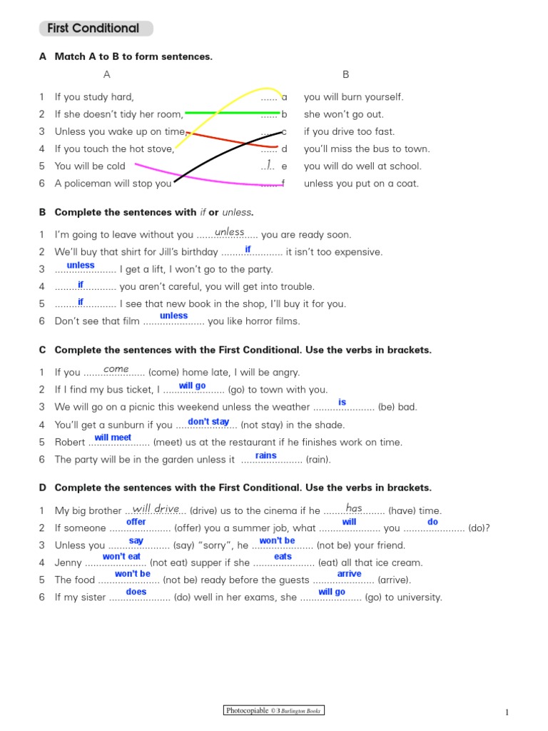 First Conditional: A Match A To B To Form Sentences | PDF