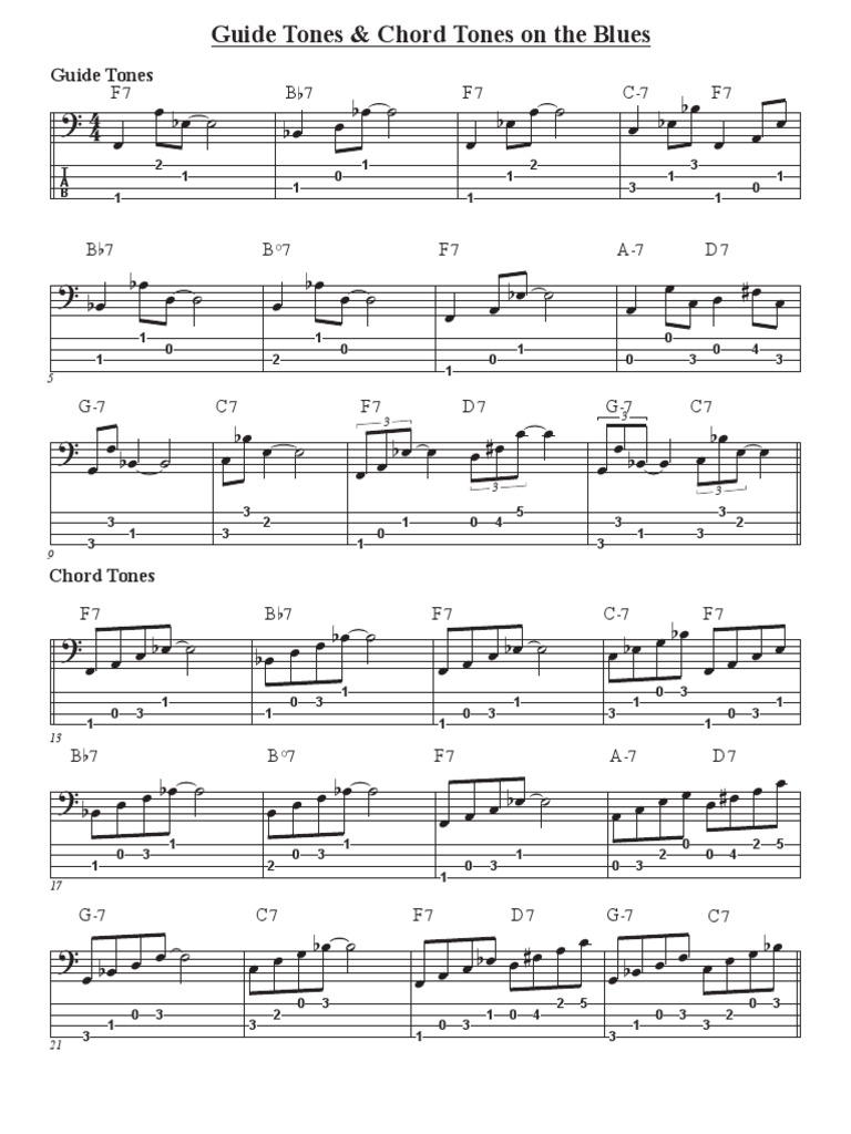 Chord Tones & Guide Tones On The Blues in F | PDF | Ouverture (échecs) | Échecs