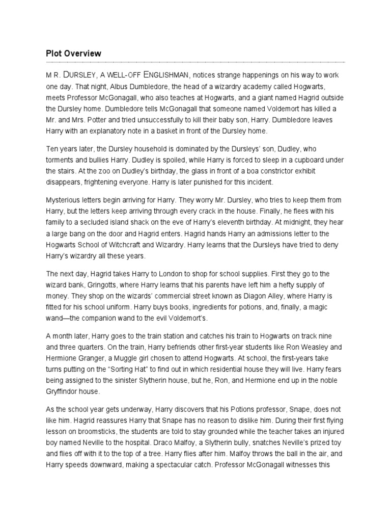 Harry Potter 1 Spark Notes | PDF | Fantasy Novel Series | Fantasy Worlds