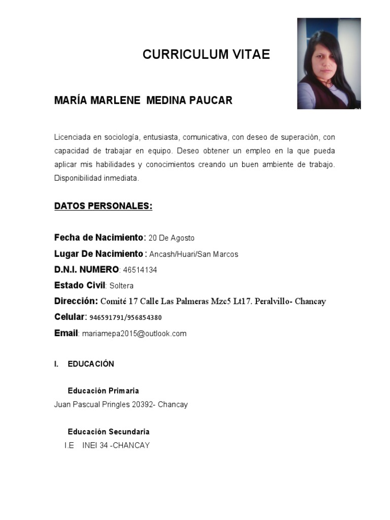 Curriculum Maria | PDF | Ciencias sociales