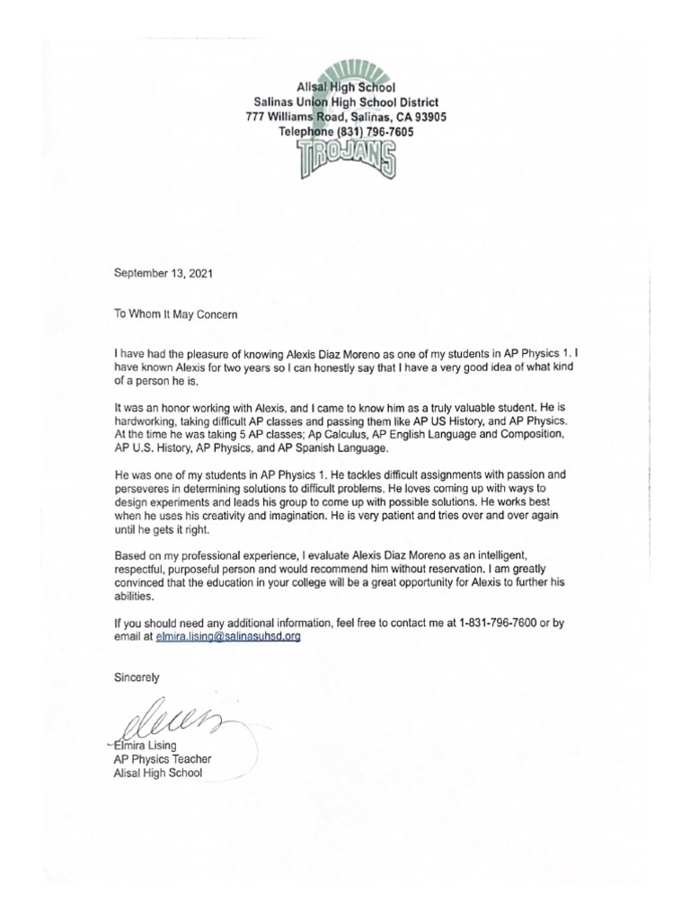 Letters of Rec | PDF