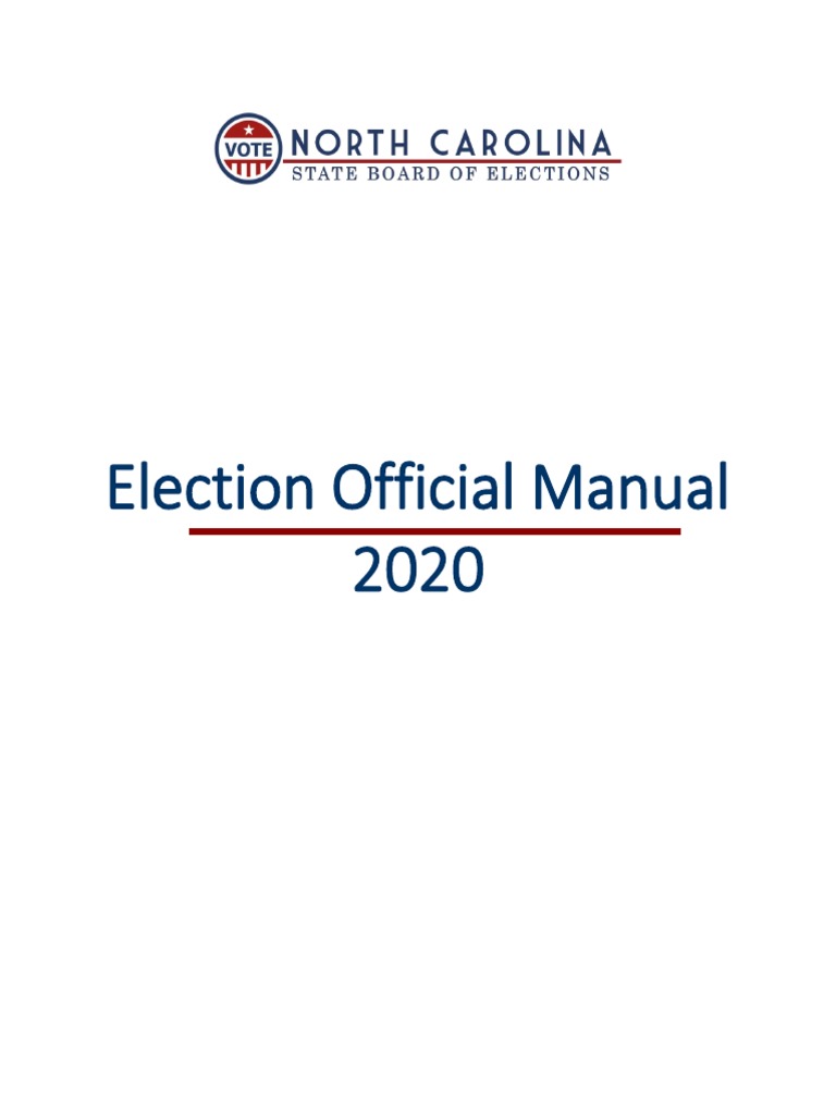 North Carolina Election Official Manual 2020 | PDF | Elections ...
