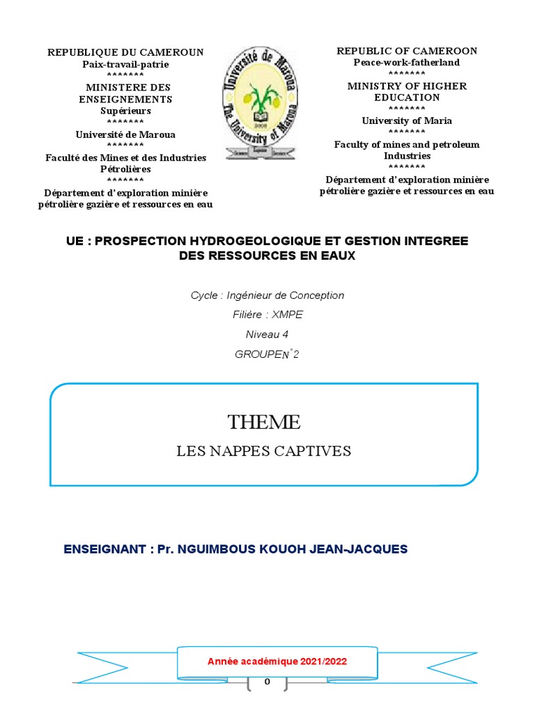 Nappes Captives : Formation et Gestion | PDF | Technologie ...