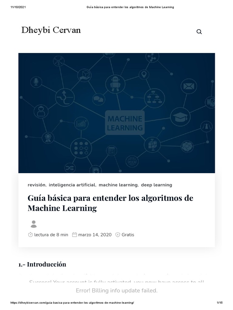 Guía Básica para Entender Los Algoritmos de Machine Learning | PDF ...
