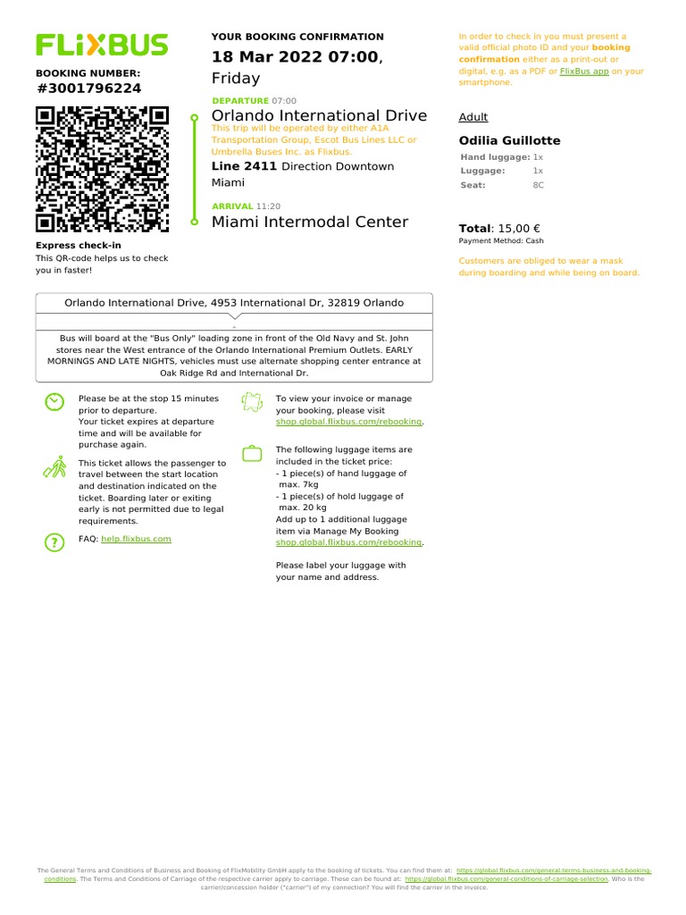 FLIX-Booking-3001796224 | PDF | Ticket (Admission) | Bus