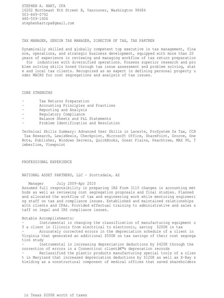 Senior Tax Manager | PDF | Certified Public Accountant | Taxes