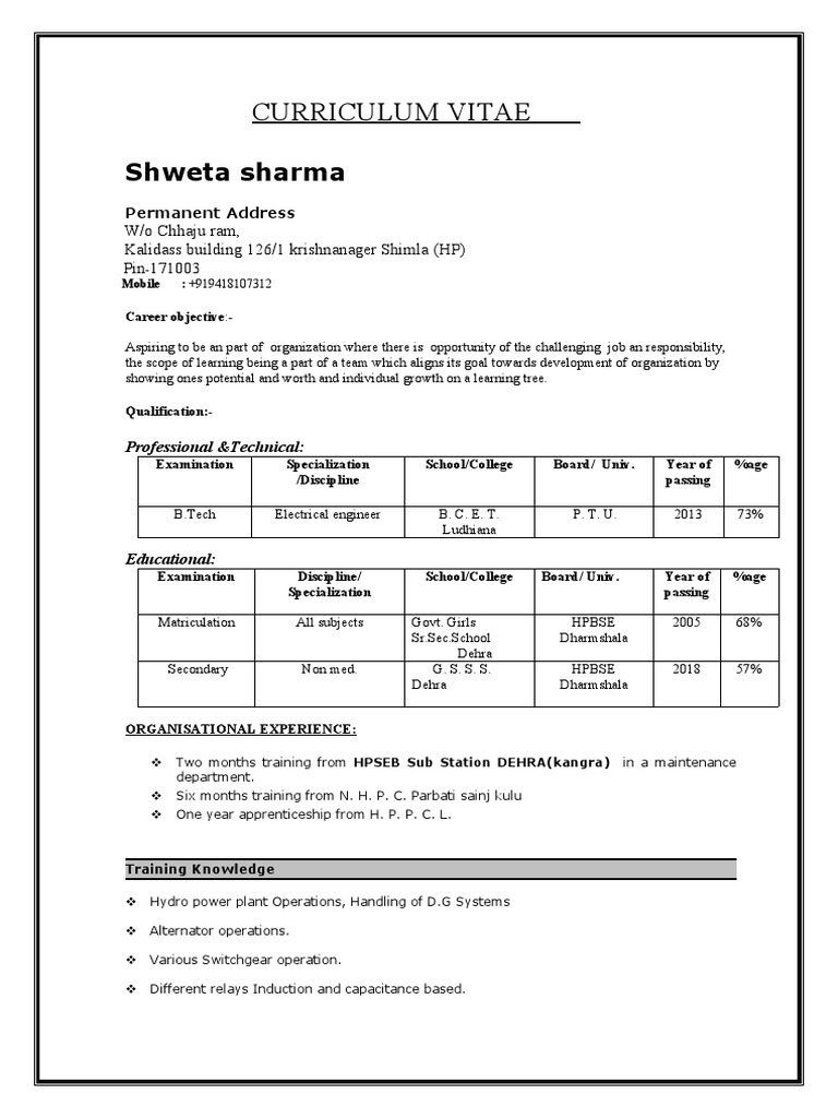 Curriculum Vitae: Shweta Sharma | Download Free PDF | Cognition