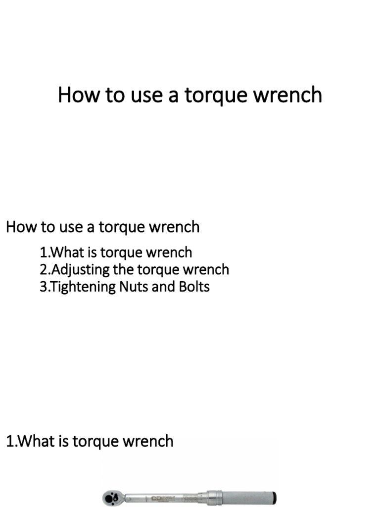 Setting and Using a Torque Wrench | PDF | Nut (Hardware) | Screw