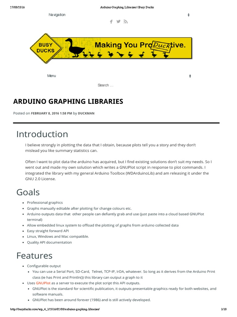 Arduino Graphing Libraries Busy Ducks Pdf Arduino Linux 1239