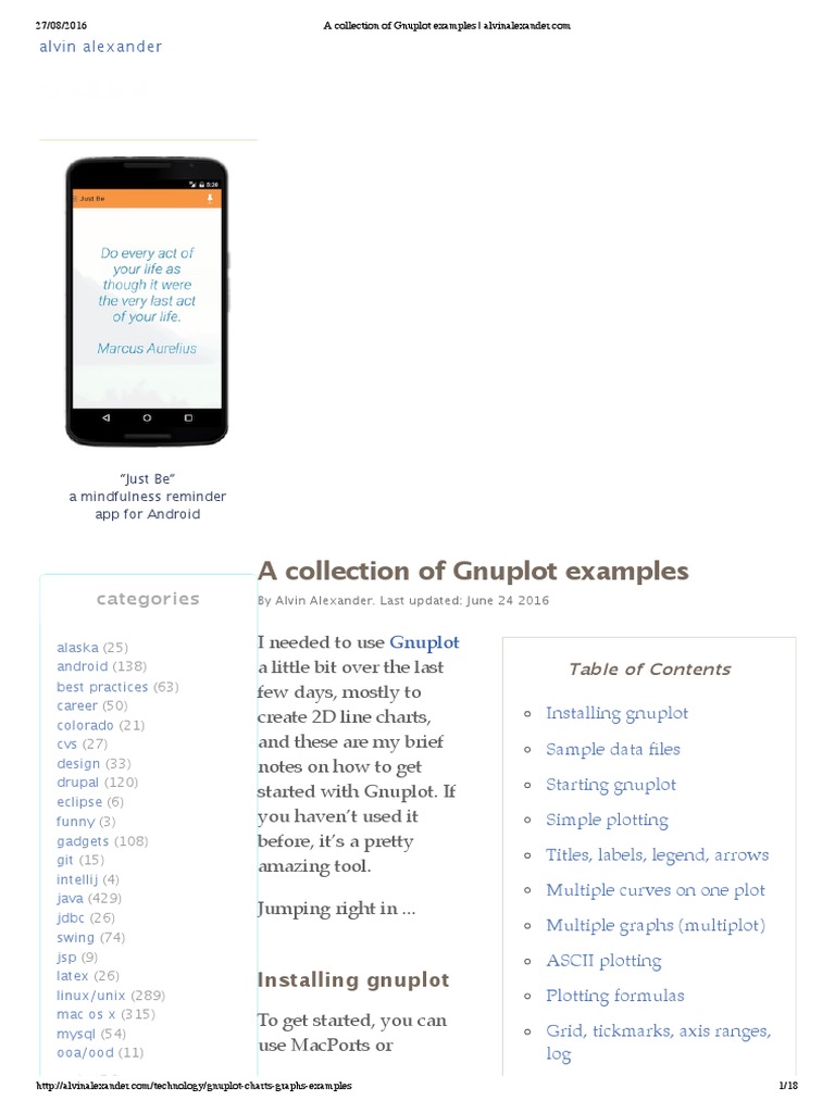 A Collection of Gnuplot Examples - Alvinalexander | PDF | Trigonometric Functions | Sine