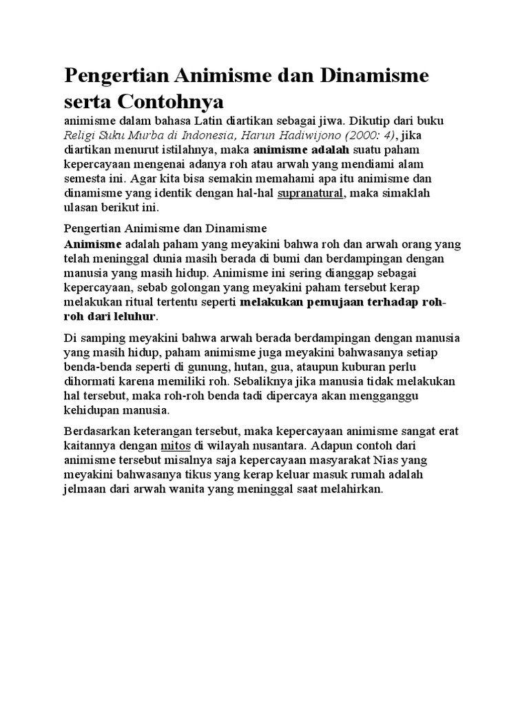 MENGERTIKAN ANIMISME DAN DINAMISME BESERTA CONTOHNYA | PDF