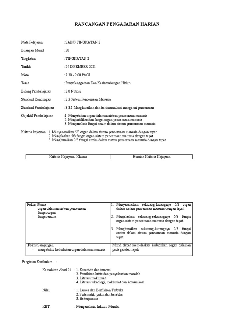 Format - RPH Sains t2 | PDF