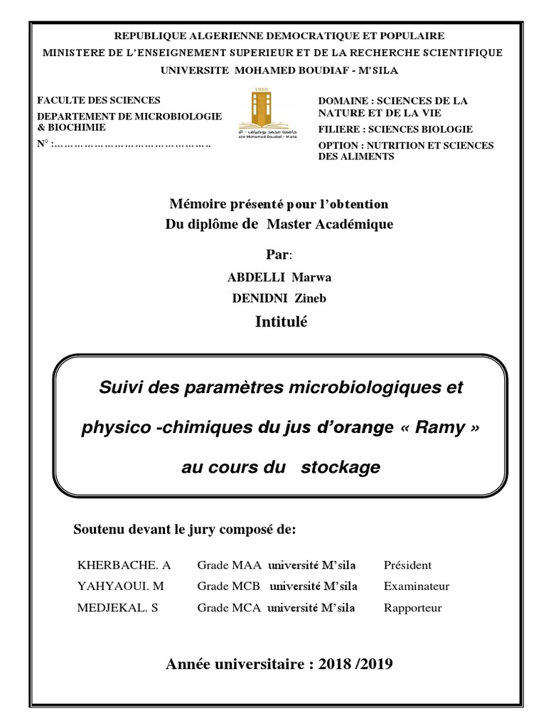 Suivi des paramètres du jus Ramy | PDF | Jus | Régime et nutrition