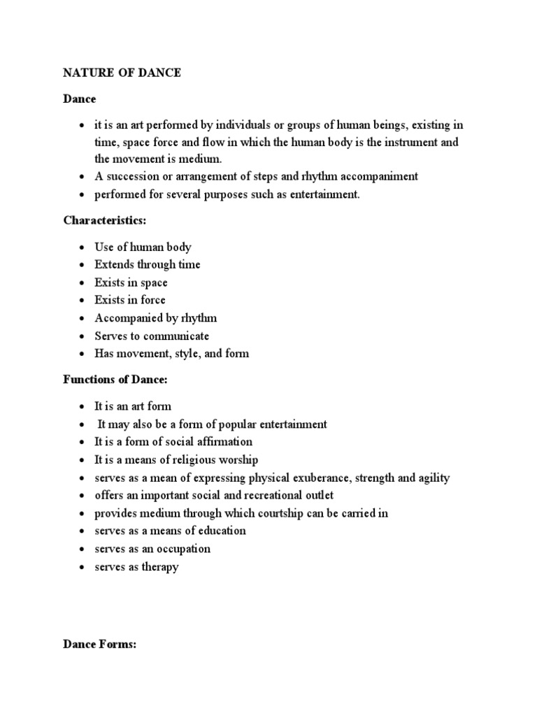 Nature of Dance | PDF | Dances | Ballroom Dance