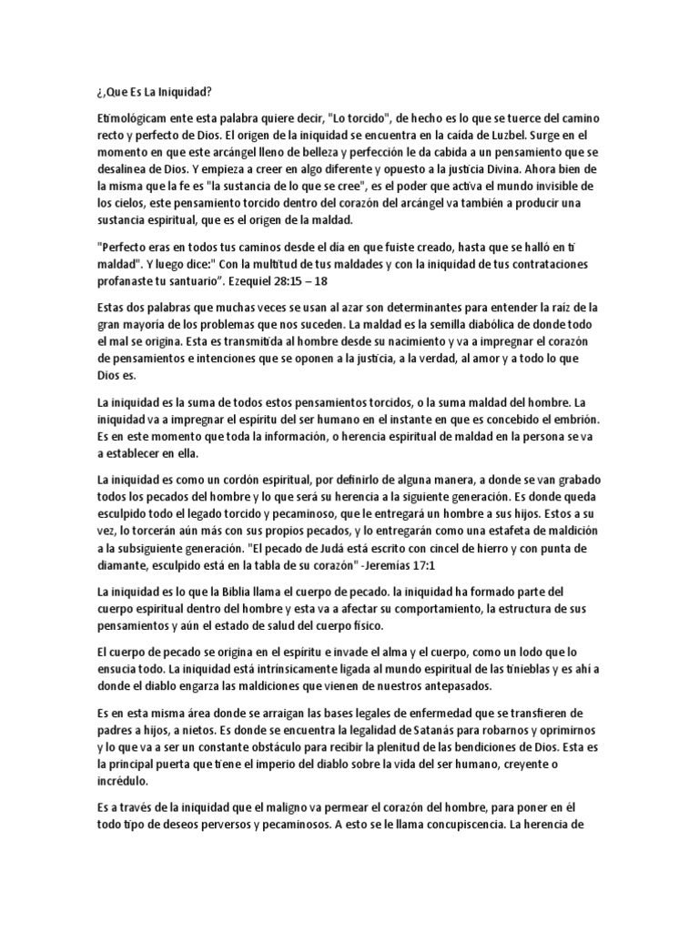 Que Es La Iniquidad | PDF | Pecado | Dios