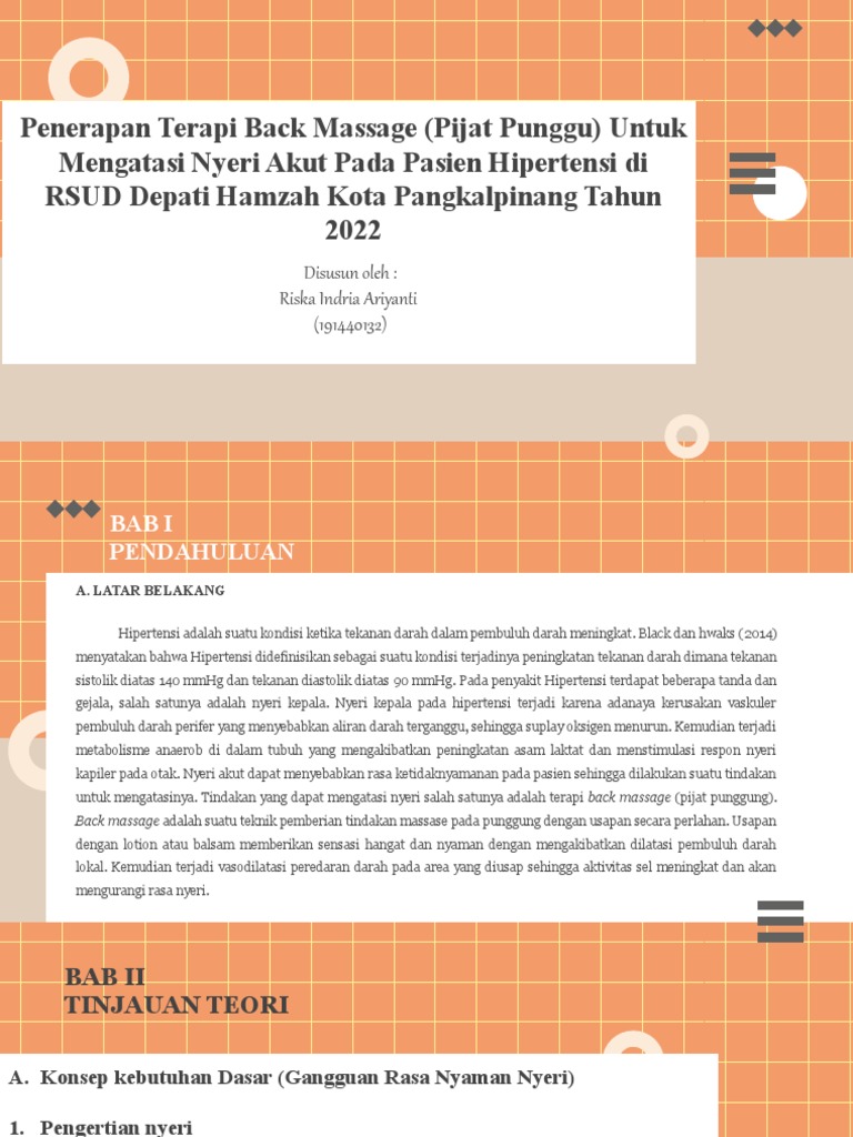 Penerapan Terapi Back Massage (Pijat Punggu) Untuk Mengatasi Nyeri Akut ...