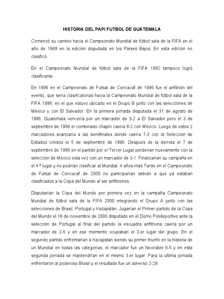 Historia Del Papi Futbol de Guatemala 2 | Descargar gratis PDF ...