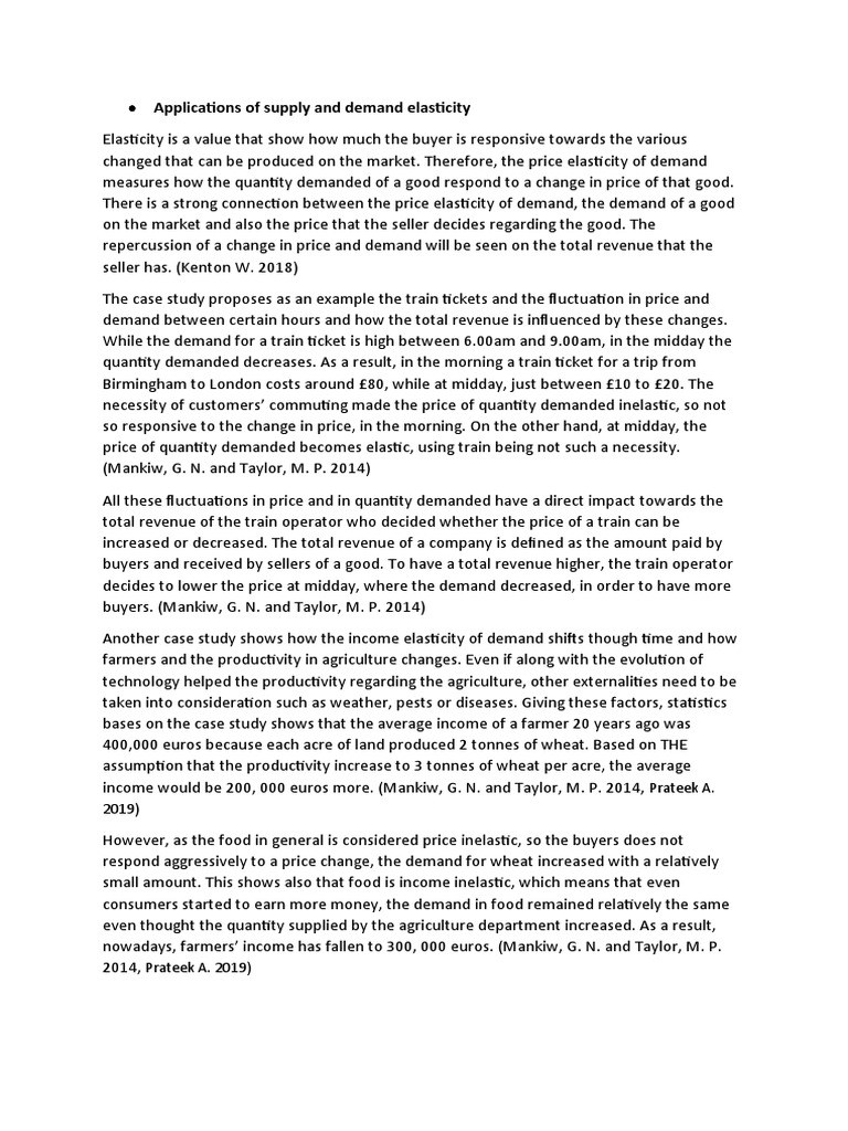 Applications of Supply and Demand Elasticity | PDF | Elasticity ...