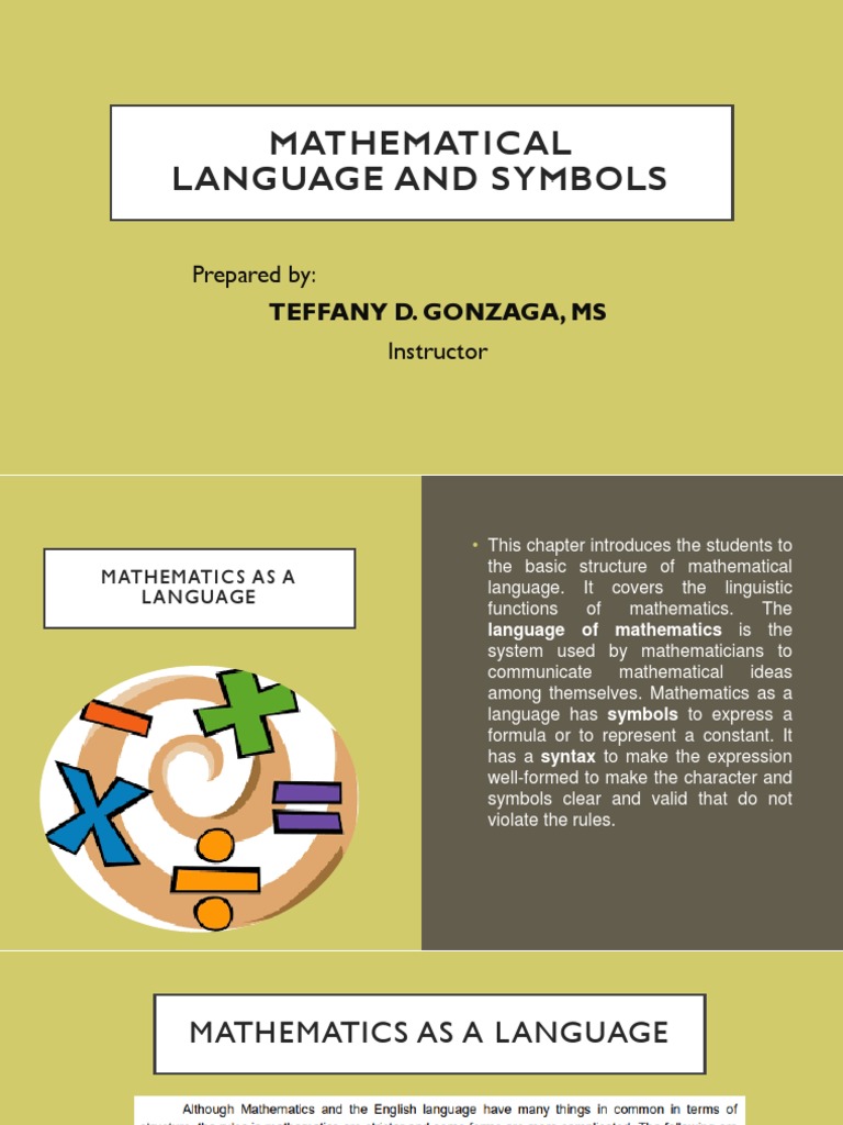 Mathematical Language and Symbols | PDF