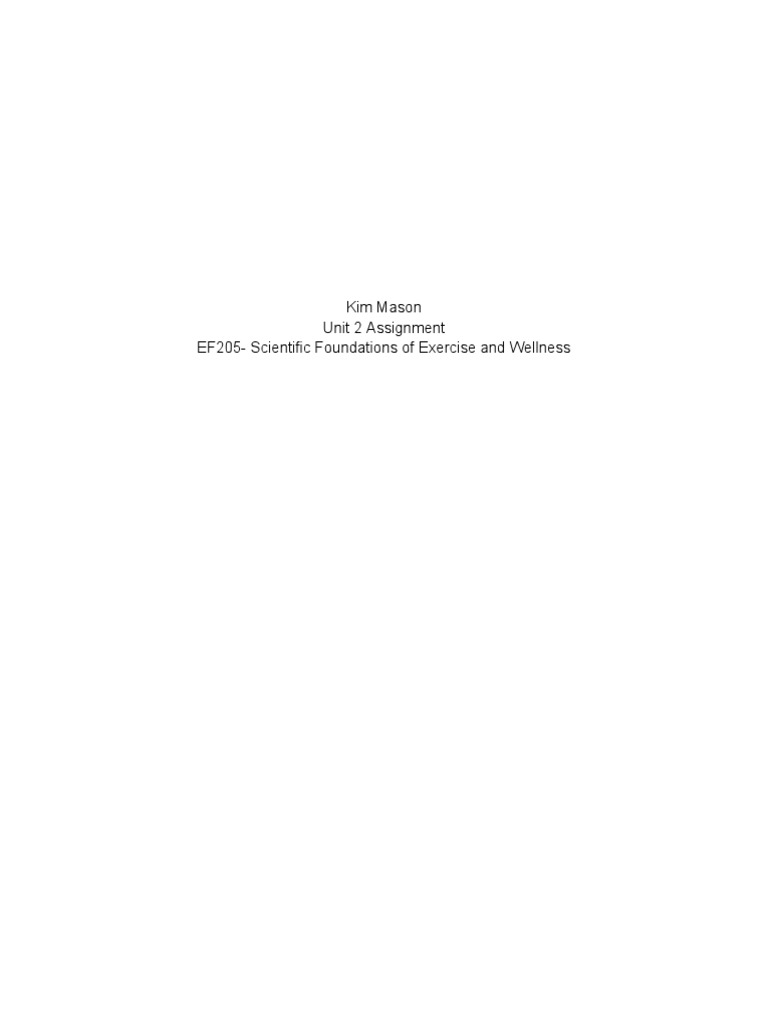 Ef205 Unit 2 Assignment 1 | PDF | Physical Fitness | Chronic Condition